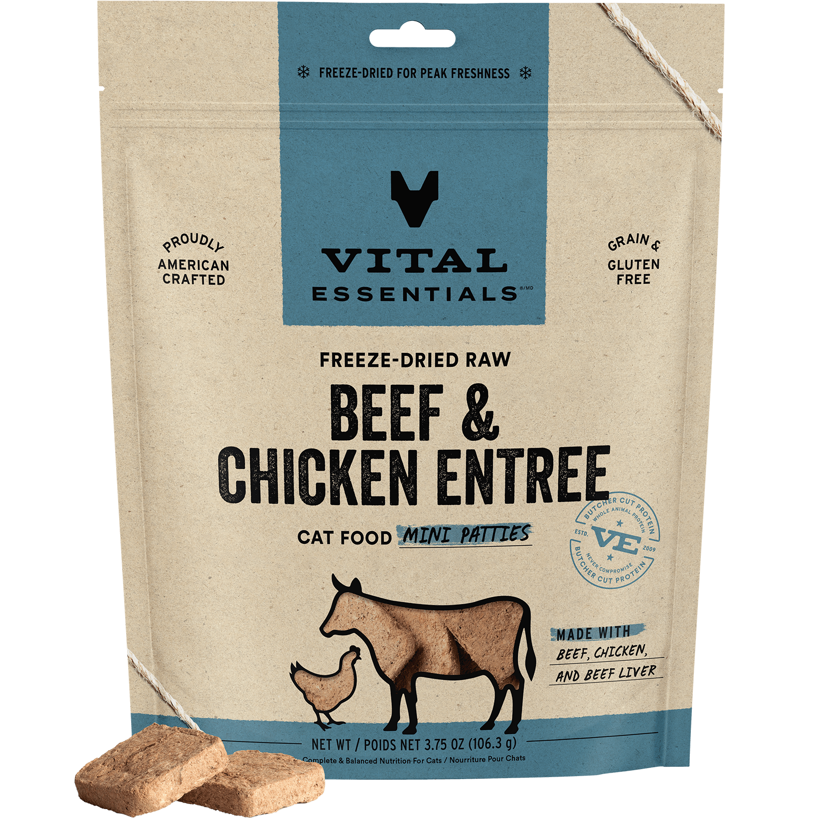 VE Cat Freeze Dried Beef Chicken Mini Patties