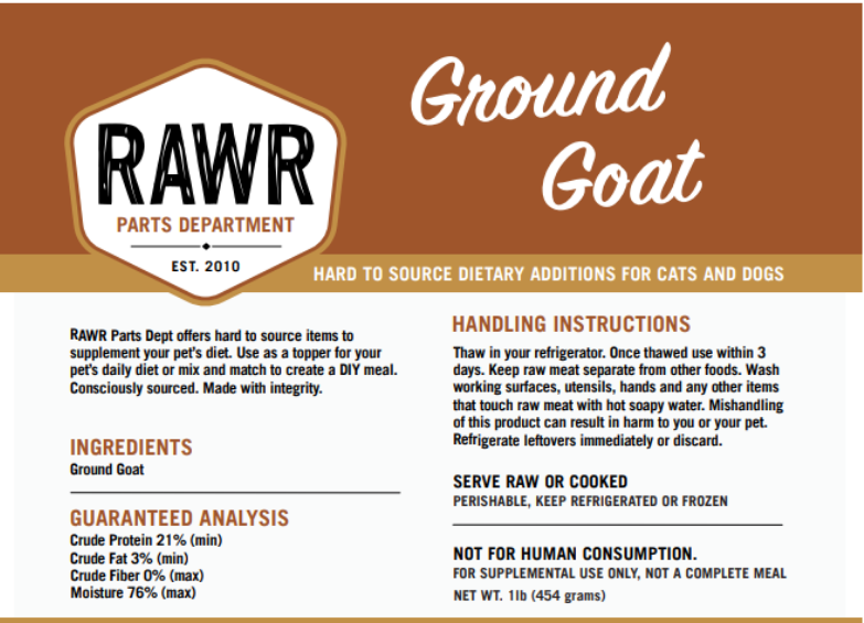 RAWR Ground Goat 1# (PRE ORDER JUNE DELIVERY)